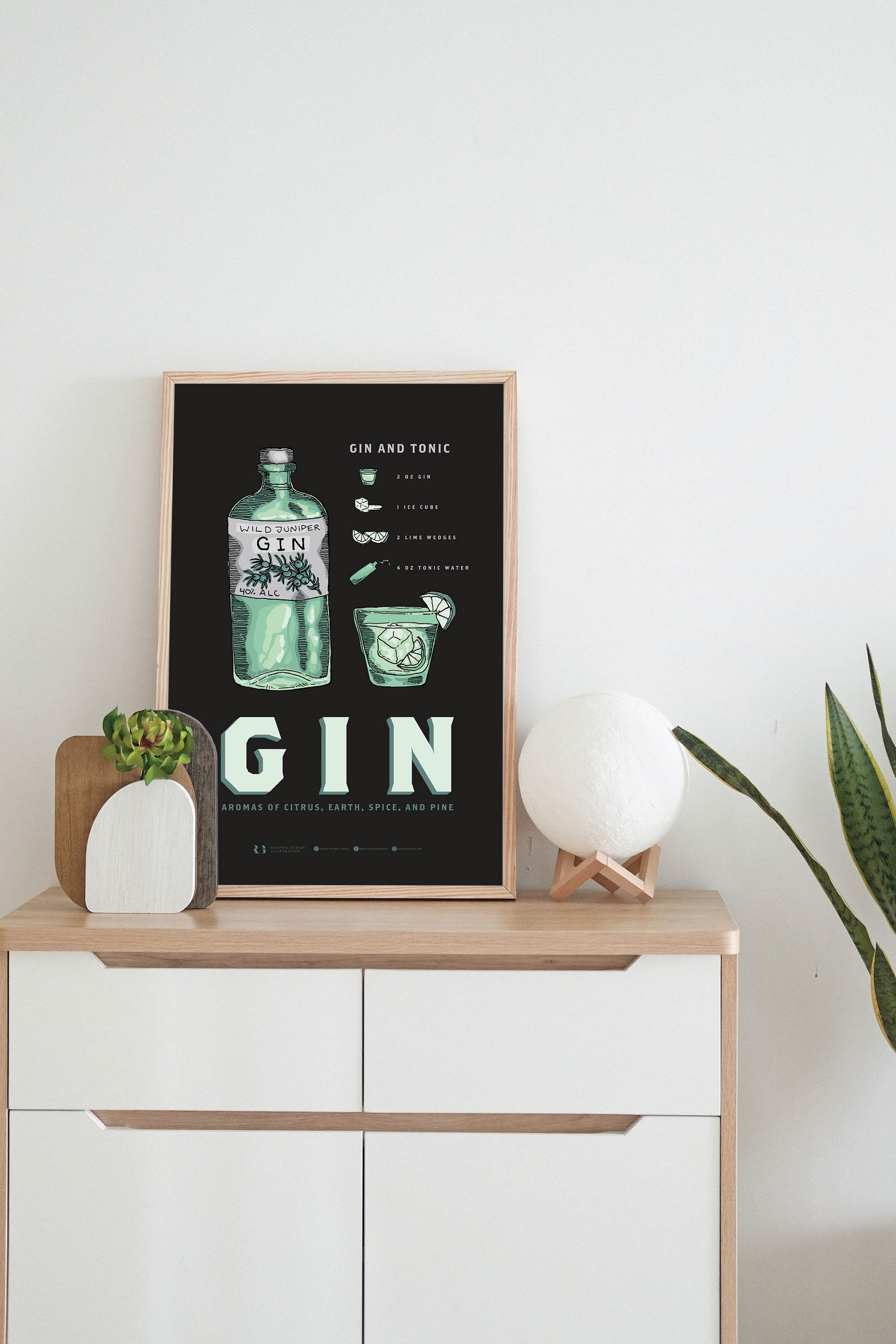 Gin Print Gin Lover Gift Cocktail Poster Bar Cart Art - Etsy