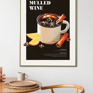 Mulled Wine Poster Cocktail Poster Cocktail Print Wine Cocktail Poster ...