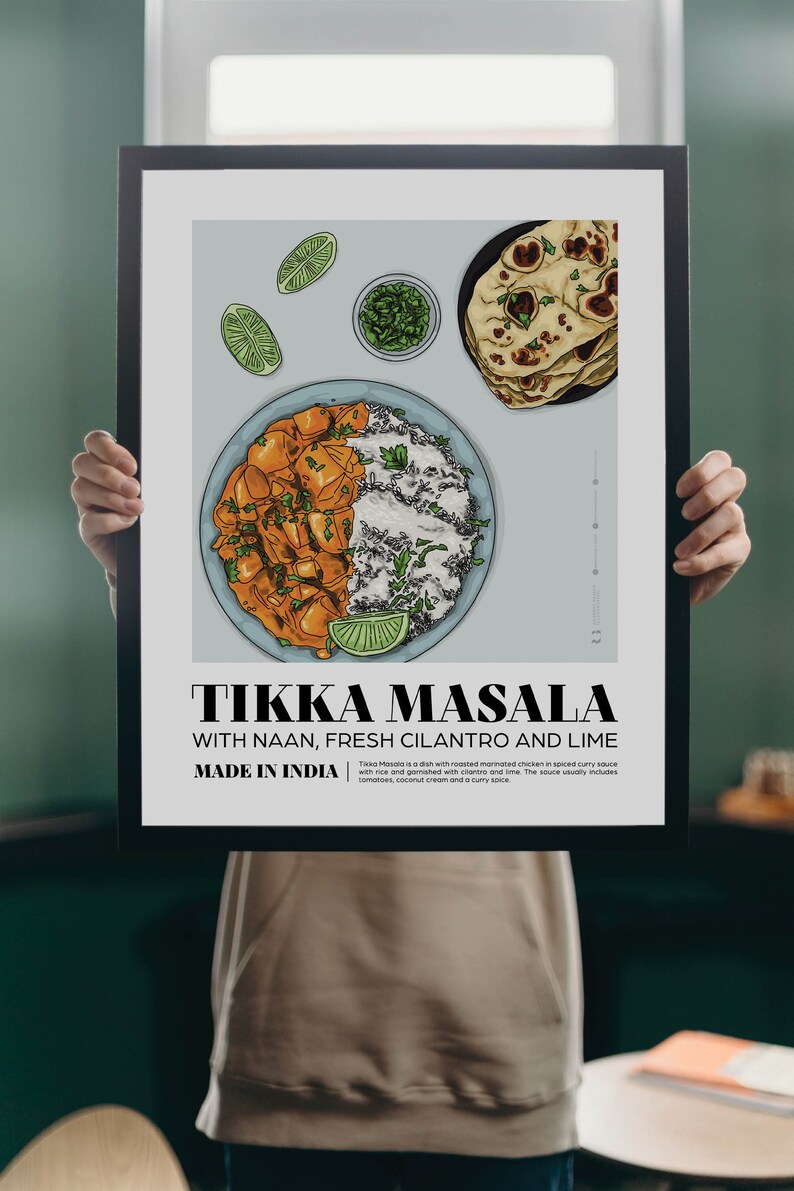 Tikka Masala Poster | Indian Food Poster | Food Illustration Poster ...