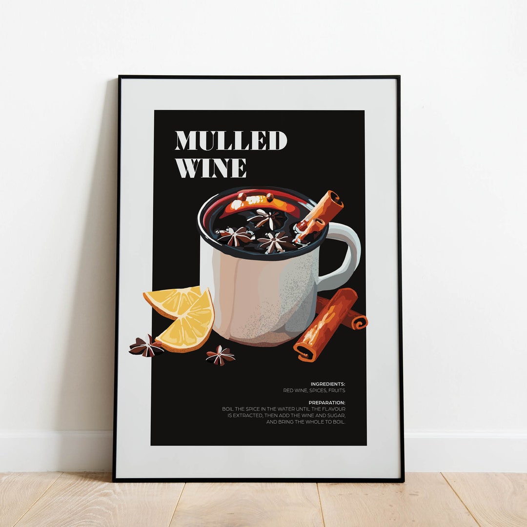 Mulled Wine Poster | Cocktail Poster | Cocktail Print | Wine Cocktail ...