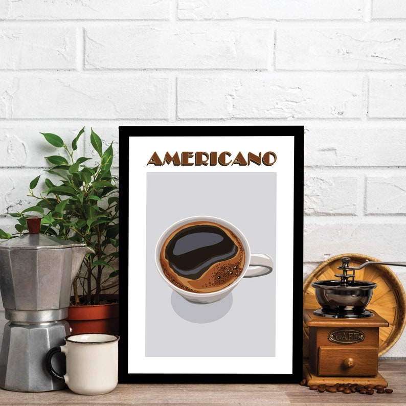 Americano Poster Black Coffee Poster Minimal Coffee Print - Etsy