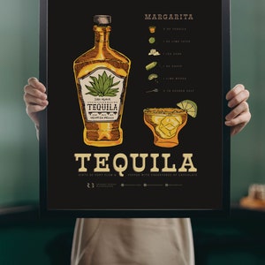 Tequila Print Cocktail Poster Bar Cart Art Cocktail - Etsy