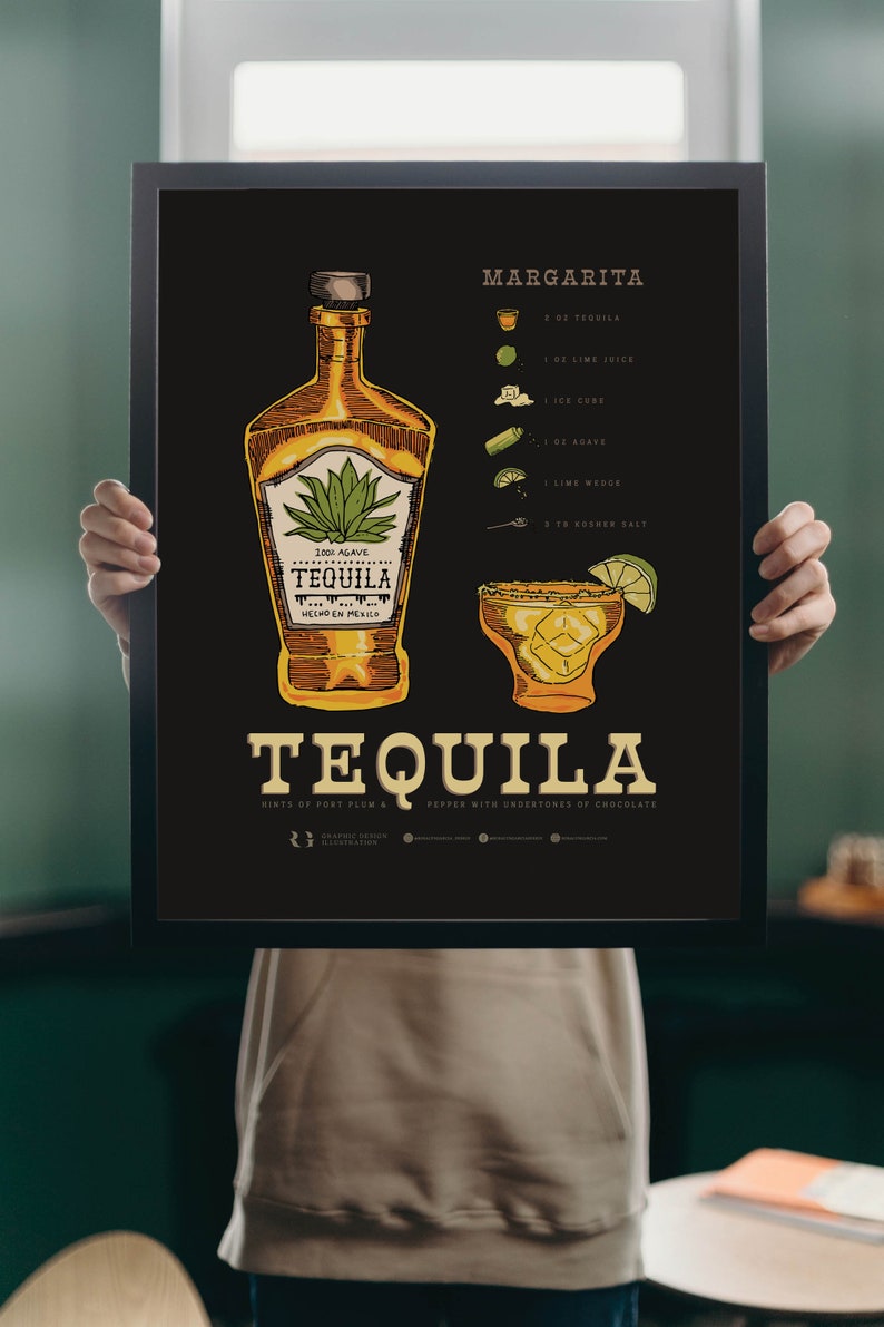 Tequila Print Cocktail Poster Bar Cart Art Cocktail - Etsy