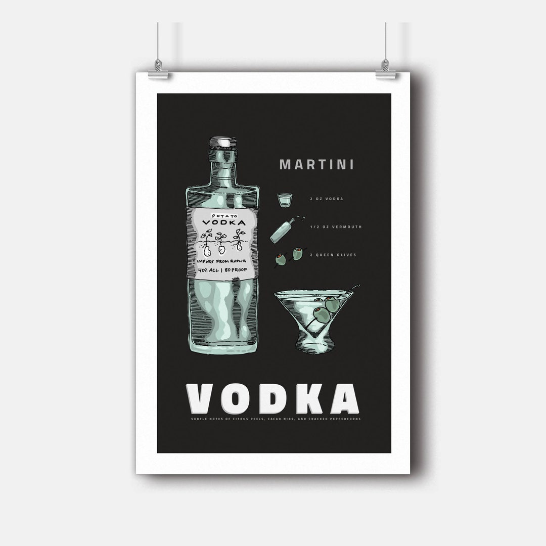 Martini Poster Vodka Poster Cocktail Poster Bar Cart Art - Etsy