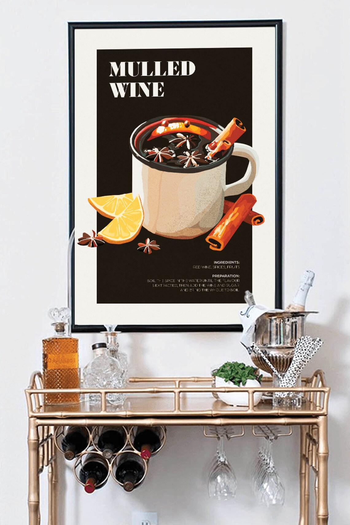 Mulled Wine Poster Cocktail Poster Cocktail Print Wine - Etsy