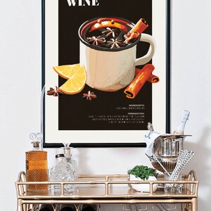 Mulled Wine Poster Cocktail Poster Cocktail Print Wine Cocktail Poster ...