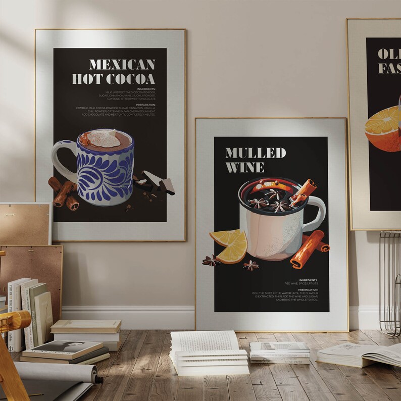 Mulled Wine Poster | Cocktail Poster | Cocktail Print | Wine Cocktail ...