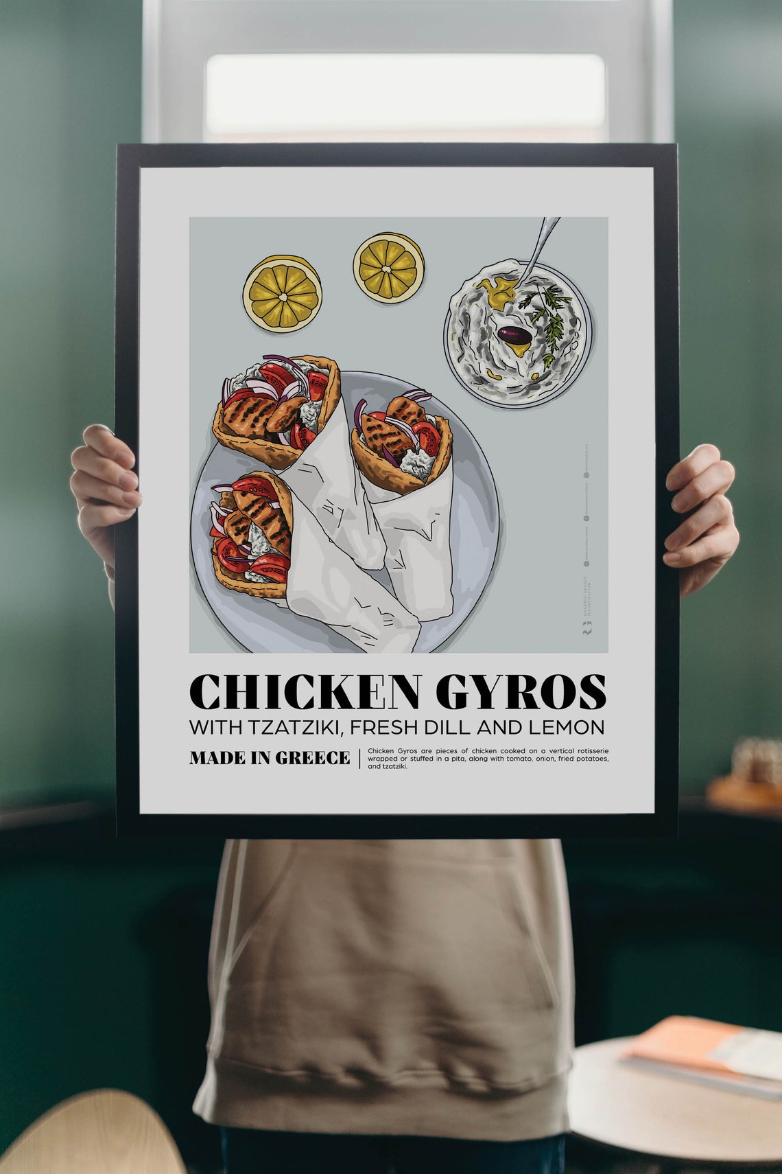 Greek Food Poster | Gyro Poster | Greek Poster | Gyro Print | Greece ...