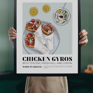 Greek Food Poster | Gyro Poster | Greek Poster | Gyro Print | Greece ...