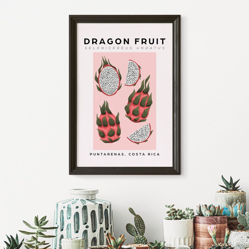 Dragon Fruit Print Tropical Fruit Print Dragon Fruit Art Pitaya Art ...
