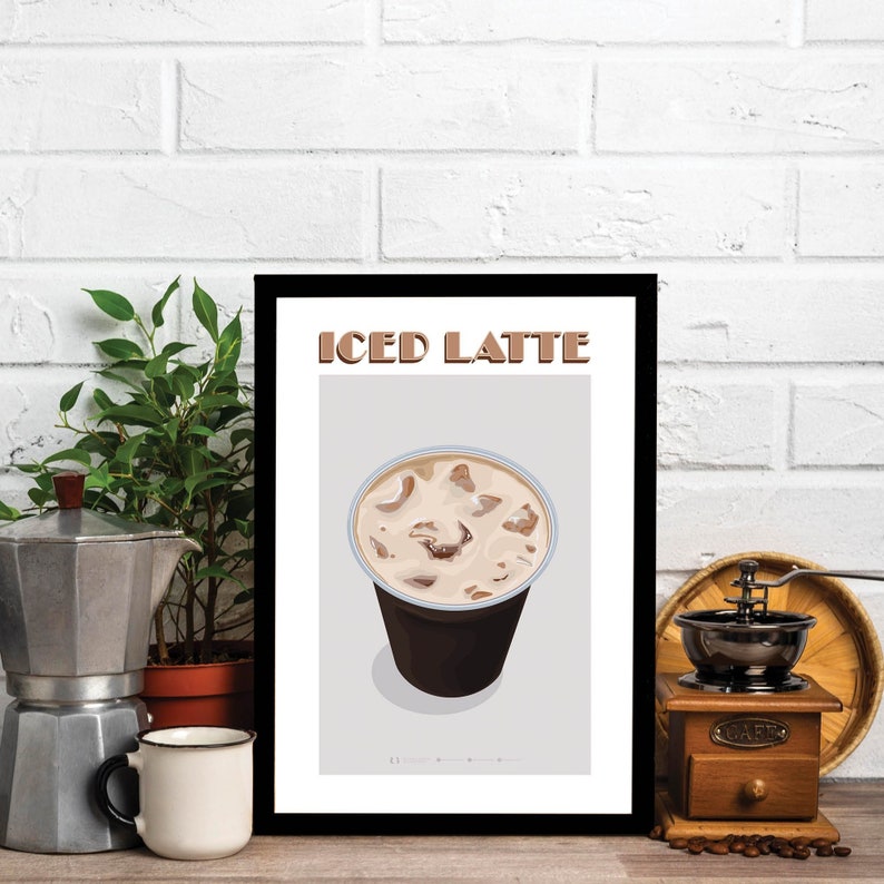 Iced Latte Poster Iced Coffee Wall Art Latte Coffee Poster - Etsy