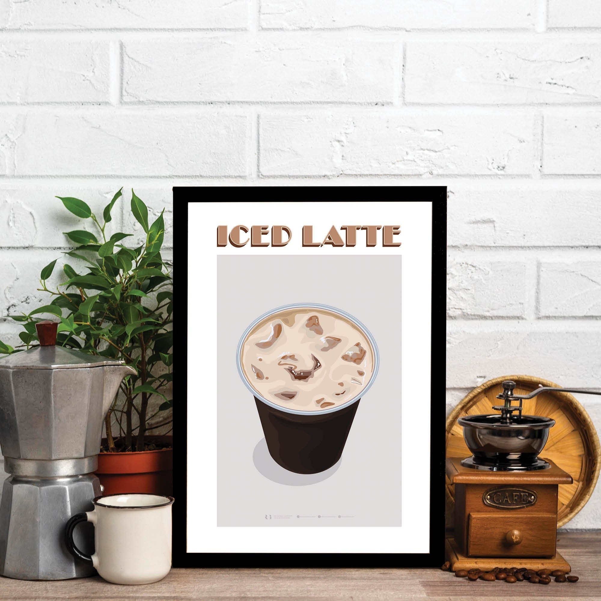Iced Latte Poster Iced Coffee Wall Art Latte Coffee Poster - Etsy