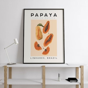 Papaya Print | Papaya Wall Art | Fruit Print Poster | Fruit Market ...