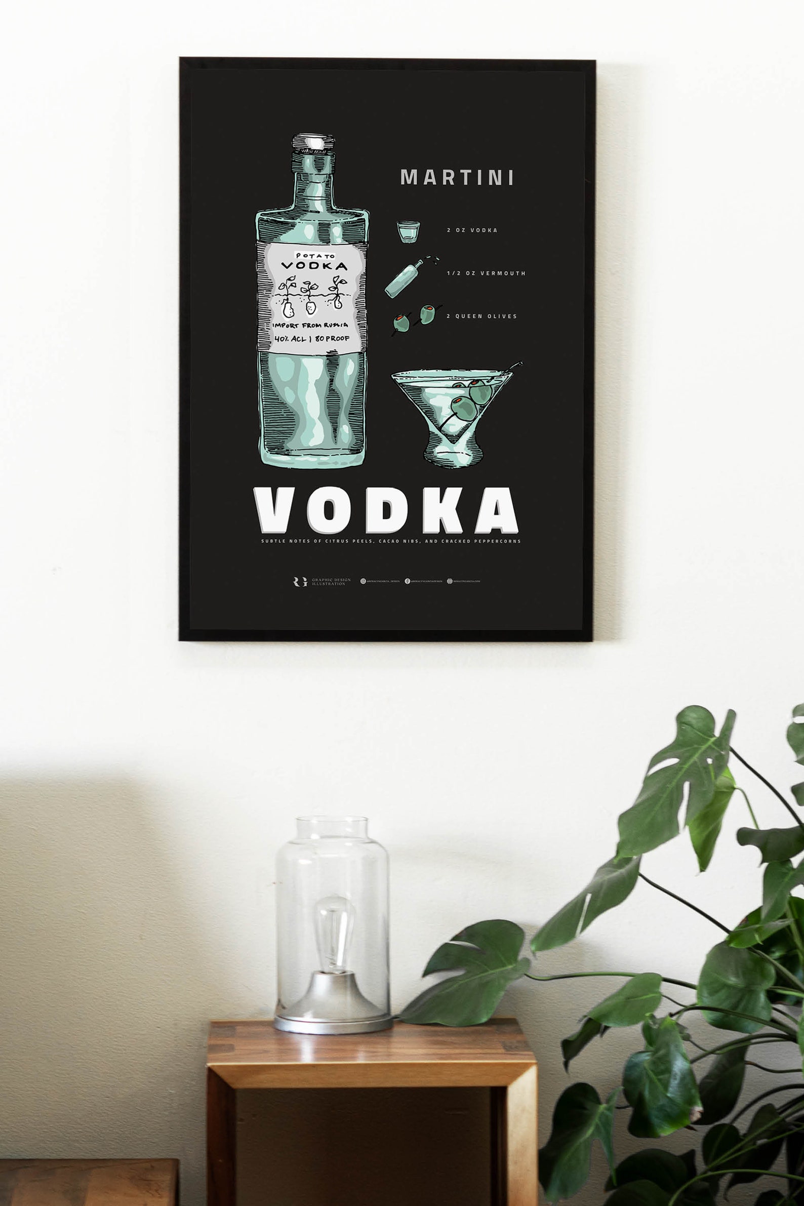 Martini Poster Vodka Poster Cocktail Poster Bar Cart Art - Etsy