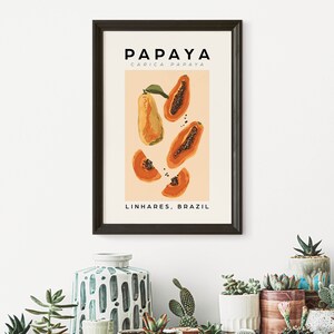 Papaya Print | Papaya Wall Art | Fruit Print Poster | Fruit Market ...