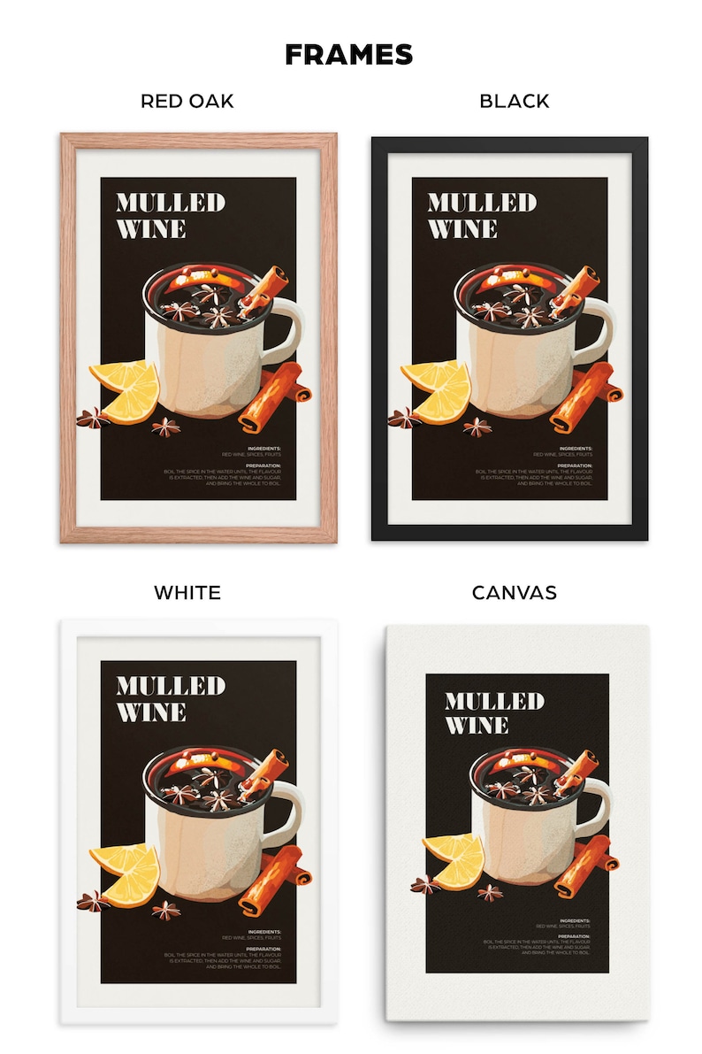 Mulled Wine Poster | Cocktail Poster | Cocktail Print | Wine Cocktail ...