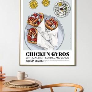 Greek Food Poster Gyro Poster Greek Poster Gyro Print Greece Wall Art ...