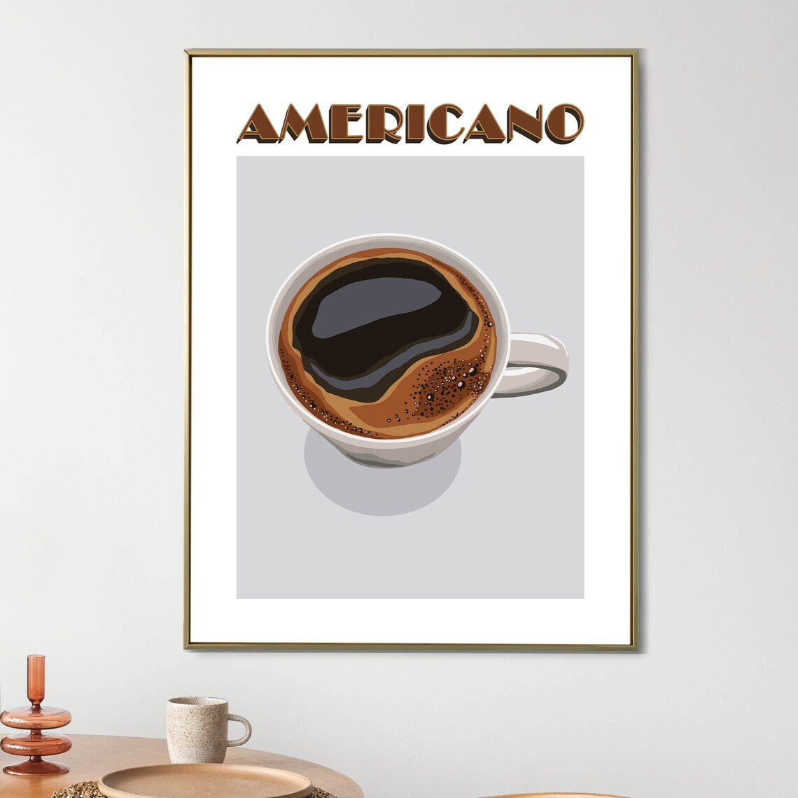 Americano Poster | Black Coffee Poster | Minimal Coffee Print | Retro ...