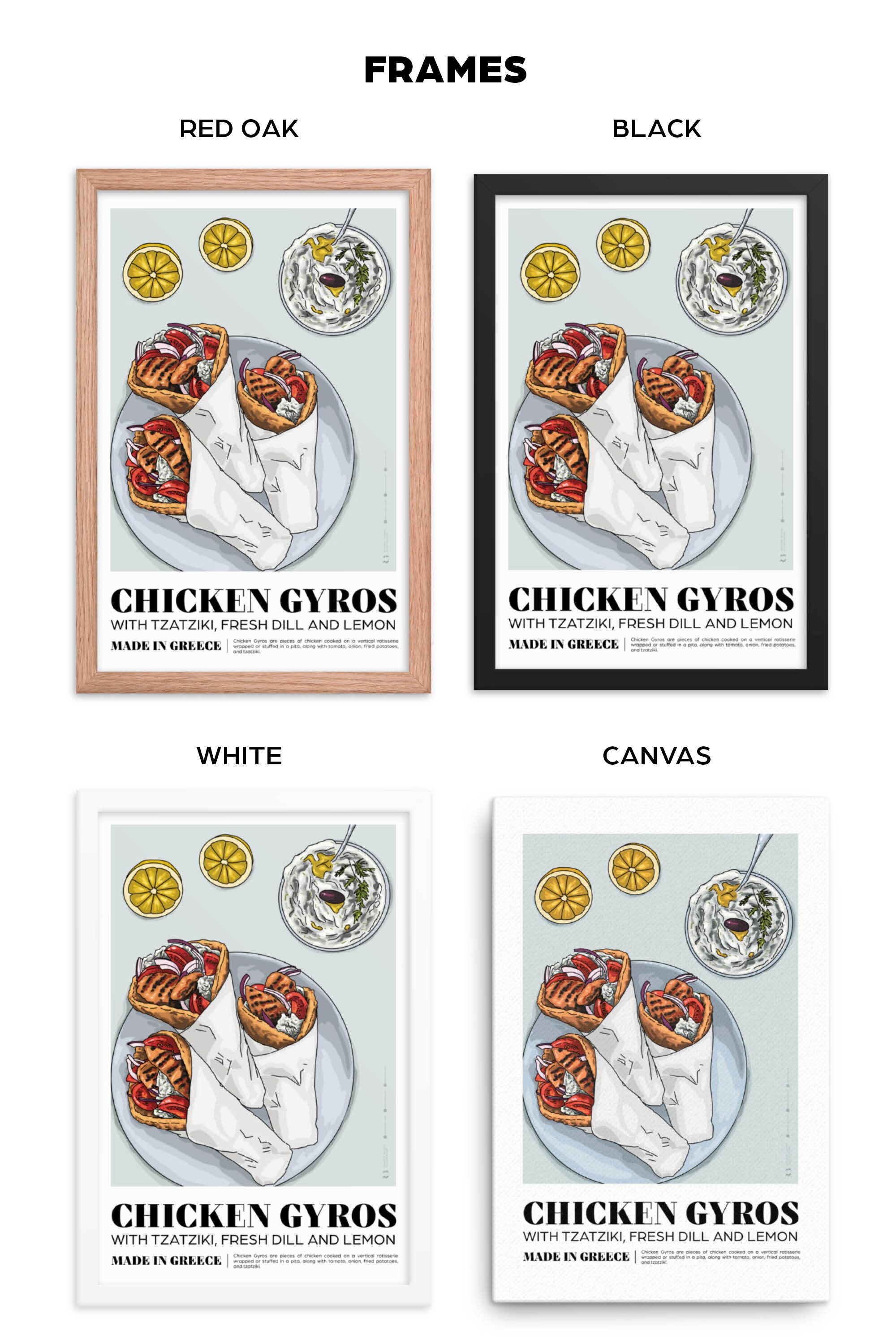 Greek Food Poster Gyro Poster Greek Poster Gyro Print Greece Wall Art ...