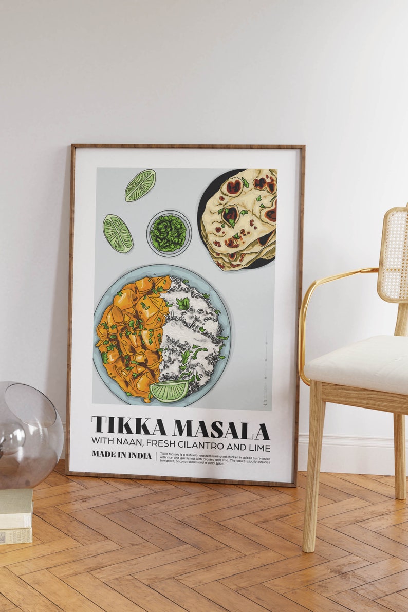 Tikka Masala Poster | Indian Food Poster | Food Illustration Poster ...