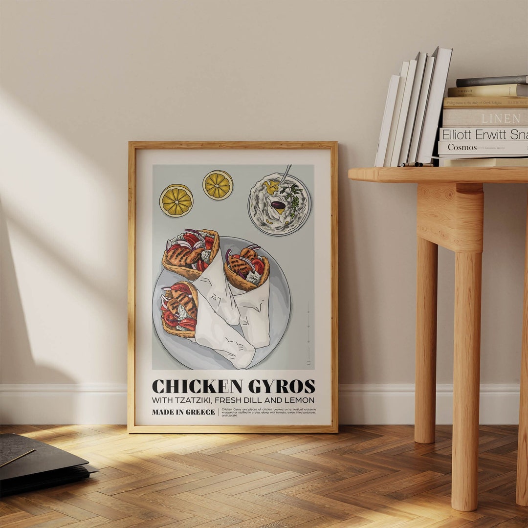 Greek Food Poster | Gyro Poster | Greek Poster | Gyro Print | Greece ...