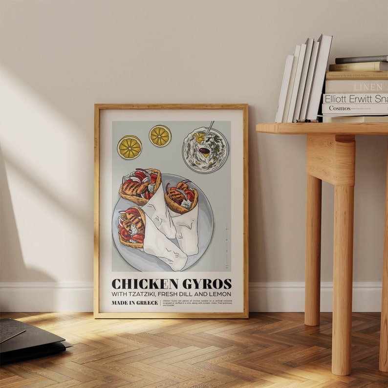 Greek Food Poster | Gyro Poster | Greek Poster | Gyro Print | Greece ...