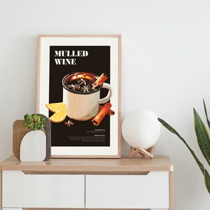 Mulled Wine Poster Cocktail Poster Cocktail Print Wine Cocktail Poster ...