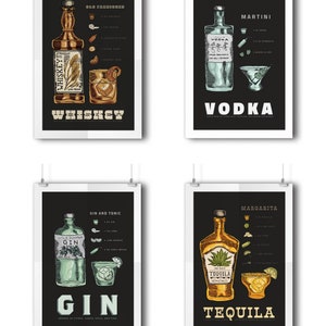 Tequila Print Cocktail Poster Bar Cart Art Cocktail - Etsy