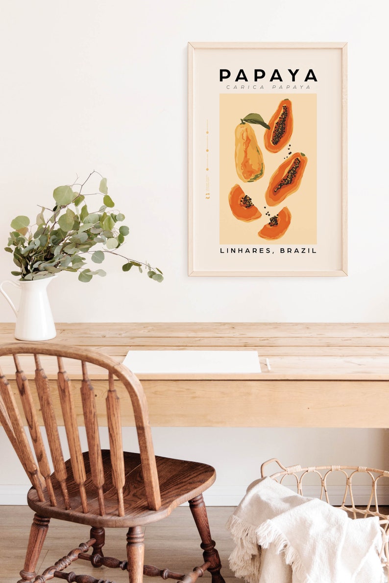 Papaya Print Papaya Wall Art Fruit Print Poster Fruit - Etsy