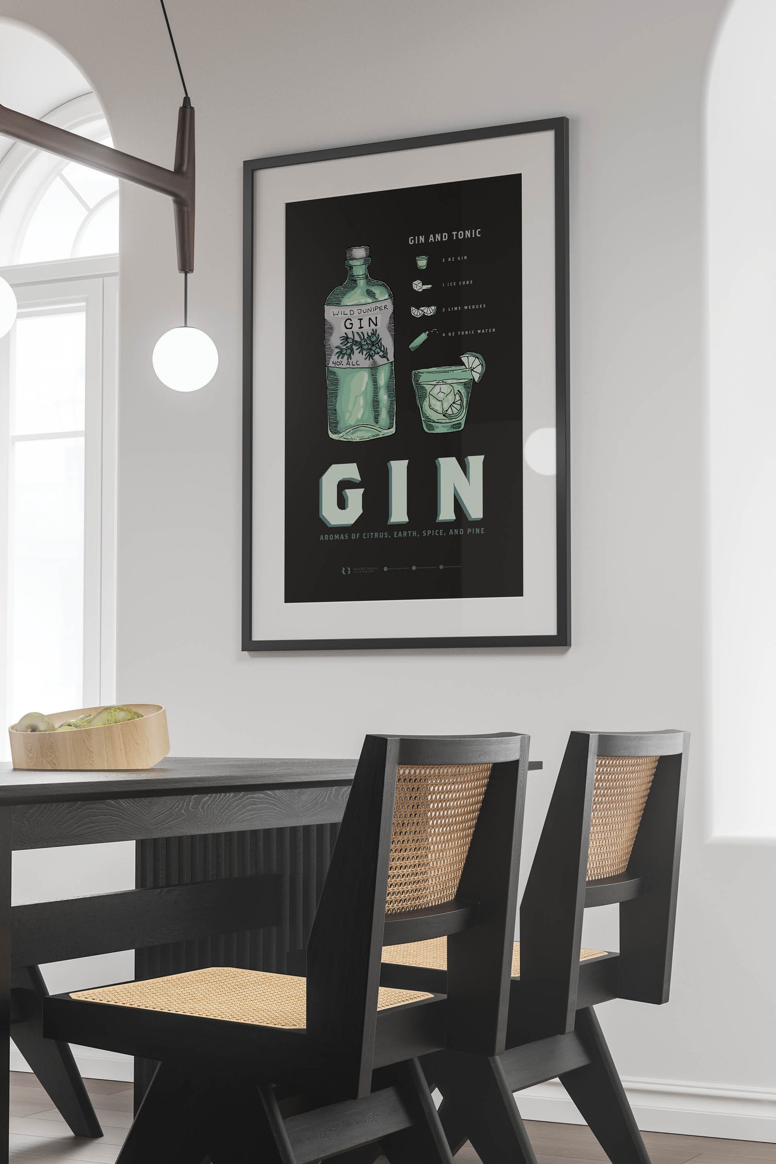 Gin Print Gin Lover Gift Cocktail Poster Bar Cart Art - Etsy
