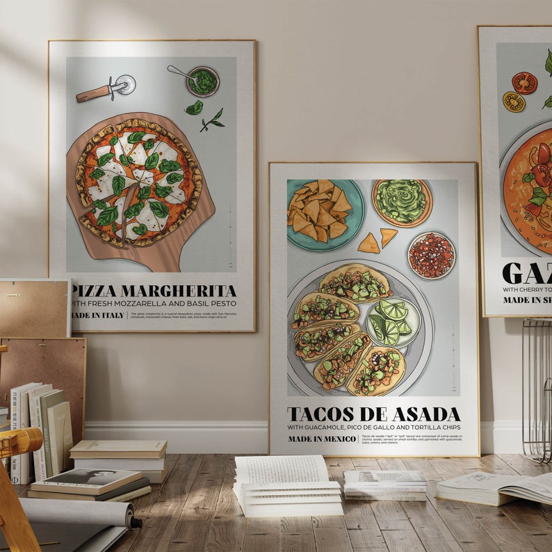 Pizza Poster Italian Food Art Pizza Lover Gift Italian - Etsy