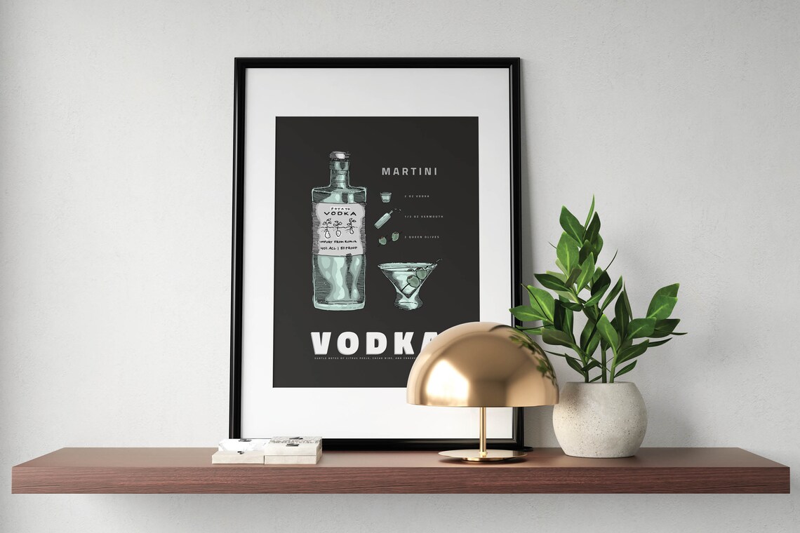 Martini Poster Vodka Poster Cocktail Poster Bar Cart Art - Etsy