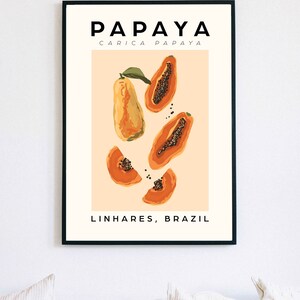 Papaya Print | Papaya Wall Art | Fruit Print Poster | Fruit Market ...