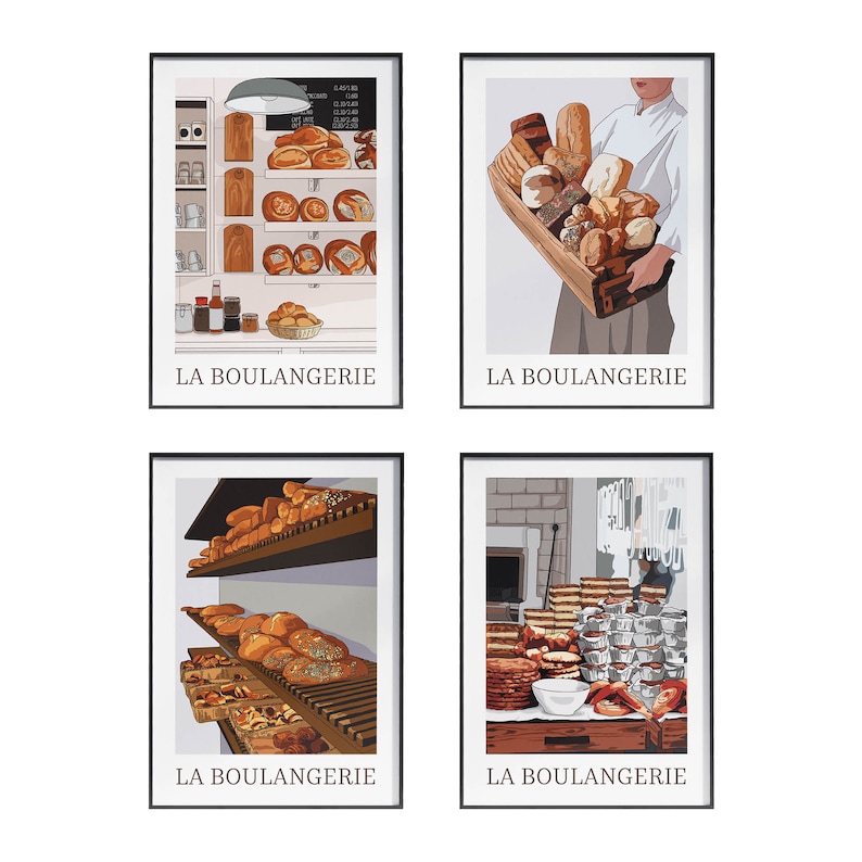Bakery Print Bakery Art French Bakery Cafe Poster Cafe - Etsy
