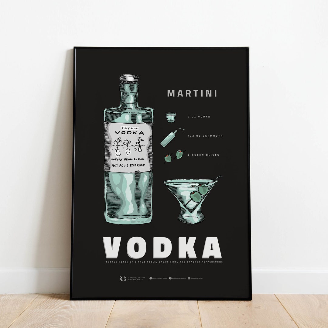 Martini Poster Vodka Poster Cocktail Poster Bar Cart Art Cocktail Print ...