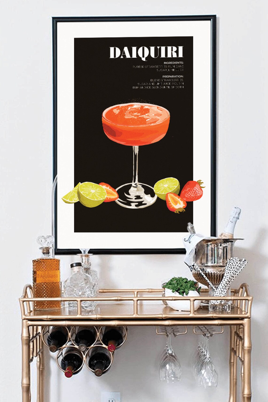 Daiquiri Cocktail Poster | Strawberry Daiquiri | Cocktail Poster ...