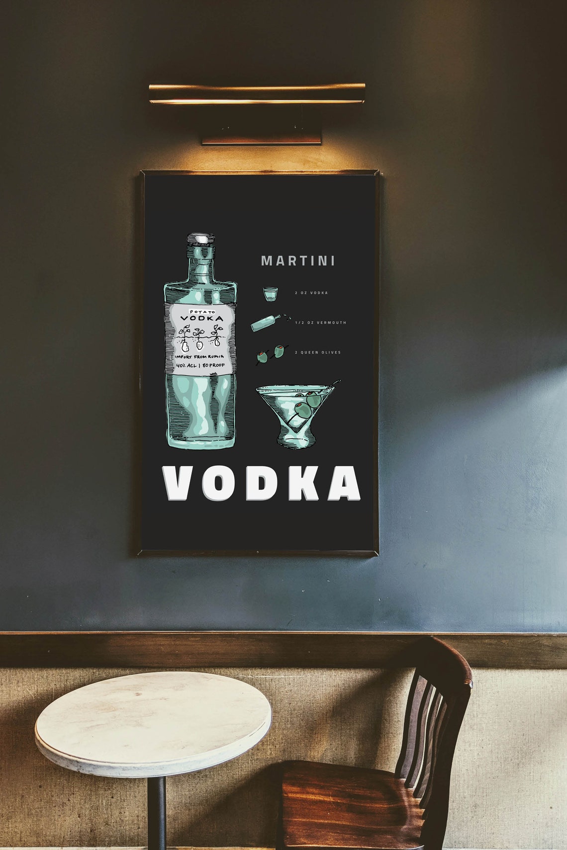 Martini Poster Vodka Poster Cocktail Poster Bar Cart Art - Etsy