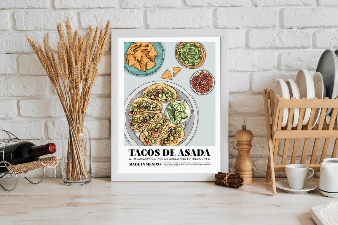 Taco Print | Tacos Poster | Taco Art Print | Tacos De Asada | Tacos ...