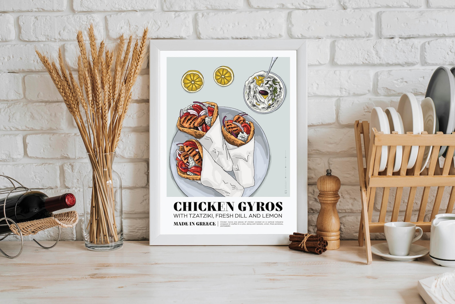 Greek Food Poster Gyro Poster Greek Poster Gyro Print Greece Wall Art ...