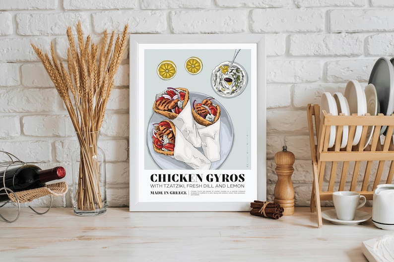Greek Food Poster Gyro Poster Greek Poster Gyro Print Greece Wall Art ...