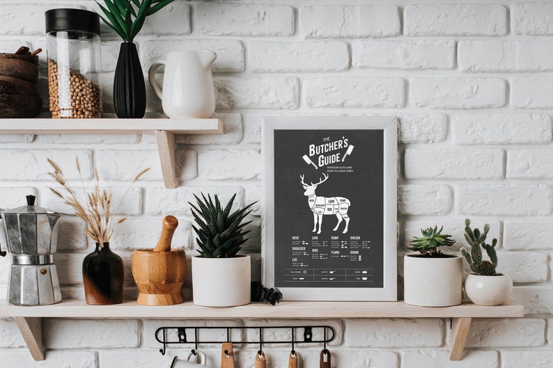 Butcher Poster Digital Download | Hunting Print | Venison Cuts | Butcher Cuts | Butcher Chart ...