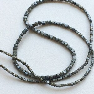 1-2mm Dark Grey Diamond Box Cubes, Natural Tiny Dark Grey Drilled Rough ...