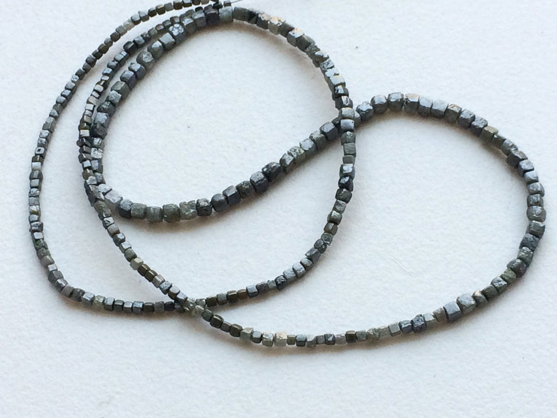 1-2mm Dark Grey Diamond Box Cubes, Natural Tiny Dark Grey Drilled Rough ...