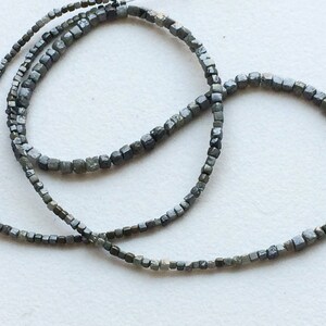 1-2mm Dark Grey Diamond Box Cubes, Natural Tiny Dark Grey Drilled Rough ...