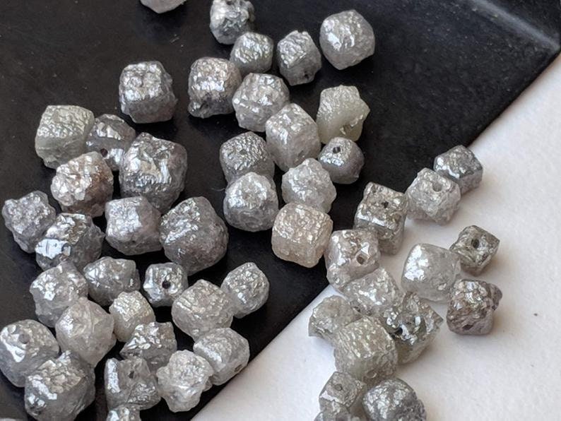 2.5-3mm Grey Rough Drilled Diamond Cube Natural Grey Diamond - Etsy