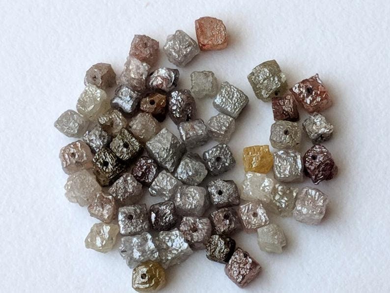 2.5-3mm Multi Color Rough Diamond Cube Drilled Natural Multi | Etsy