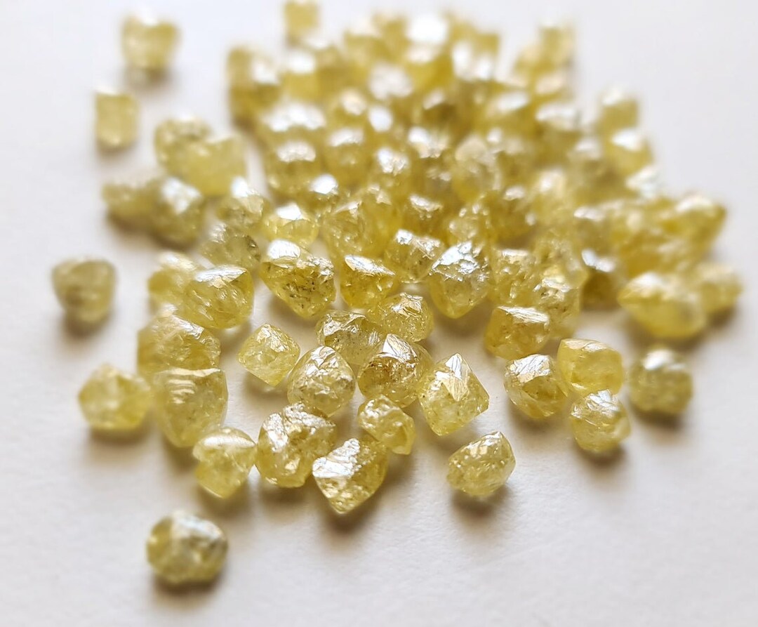 4-6mm Yellow Raw Diamond Crystal Natural Smooth Yellow Diamond Crystal ...