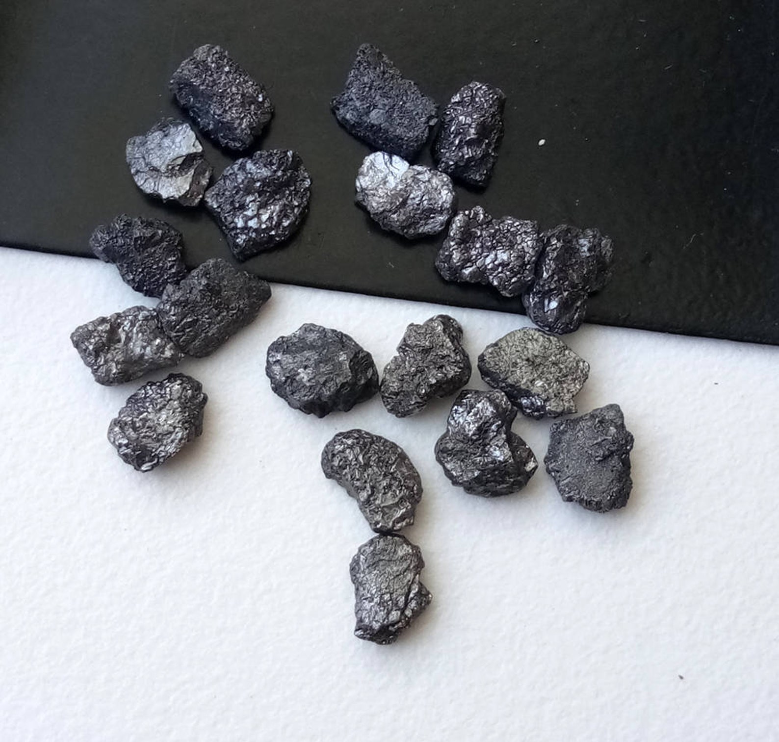 6-7mm Black Diamond Flat Black Rough Diamond Black Raw | Etsy