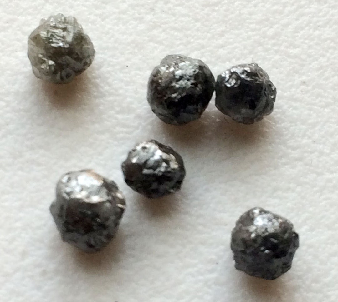 3-4mm Grey Round Raw Diamond, Grey Rough Diamond, Uncut Diamond, Loose ...