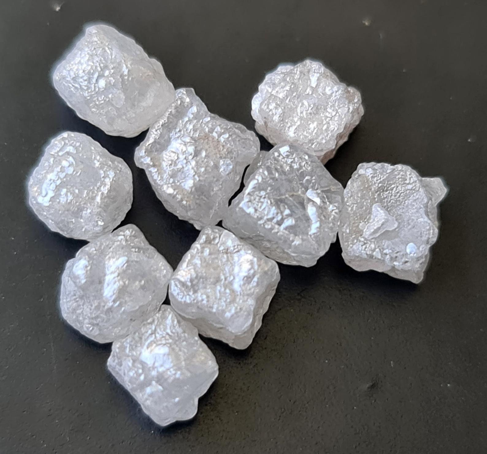 4.5-5.2mm White Grey Raw Diamond Cube, 4 Pcs Box Shaped White Grey ...